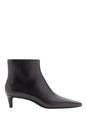 Mango Snip Toe Leather Bootie - Chocolate