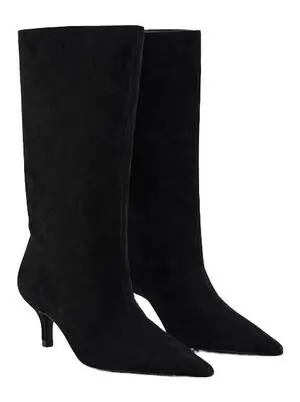 Mango Pointed Toe Mid-Calf Boots Black