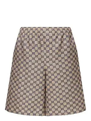 Gucci Monogram Drawstring Linen-blend Shorts - Black Iris