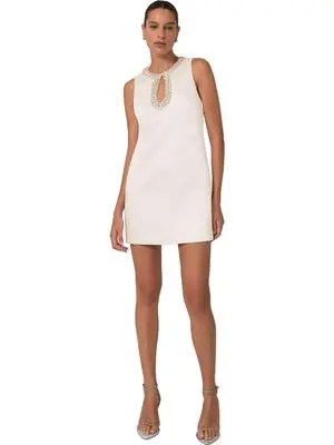 REISS Leome Satin Crystal-embellished Mini Dress - Ivory