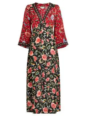 Rixo Dahlia Floral-print Silk-crepe Midi Dress - Multicoloured