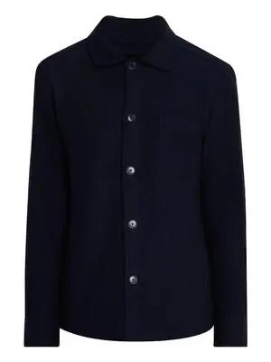 Eton Boiled Wool Overshirt - Navy
