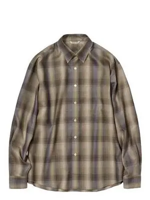 Auralee Super Light Wool Shirt - Brown/blue/check