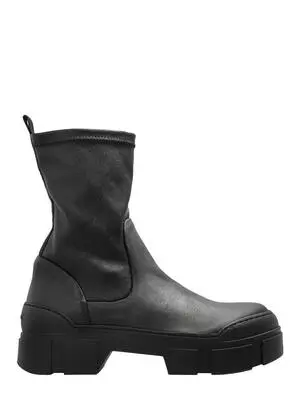 VIC MATIE Leather Platform Ankle Boots - Black