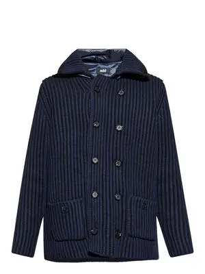 Add Jacket With Wool Trim - Navy Blue
