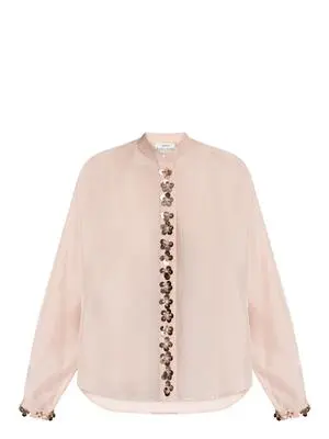 FORTE_FORTE Silk Appliqué Shirt - Pink