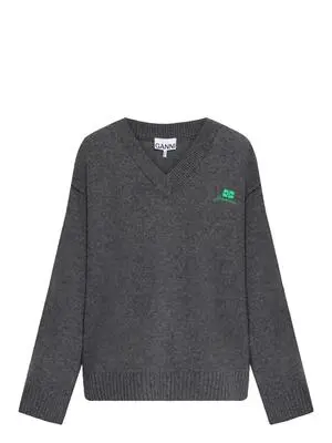 GANNI Logo Sweater - Grey