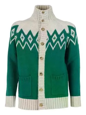 BALLANTYNE High-neck Cardigan - Green