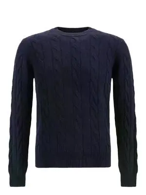 ARAGONA Cable-knit Crew-neck Sweater - Blue