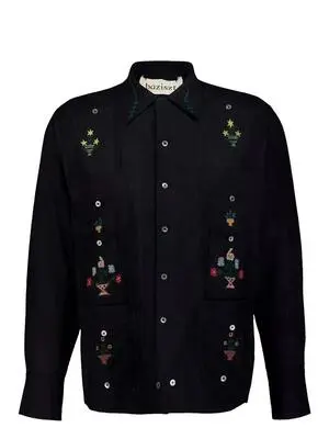 BAZISZT Embroidered Long-sleeve Shirt - Black