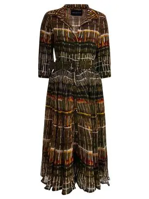 Samantha Sung Plaid Belted Dress - Brown