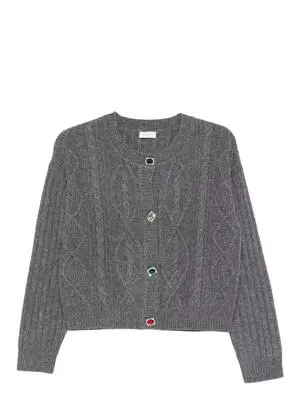 LIU JO Cable-Knit Button-Down Cardigan