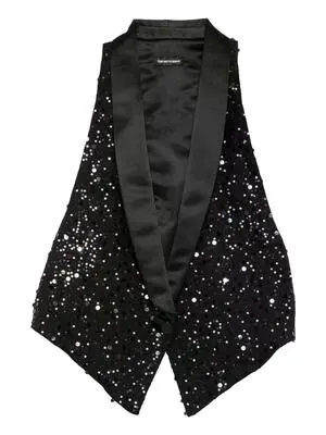 Emporio Armani Sequin-embellished Waistcoat - Blacks And Greys