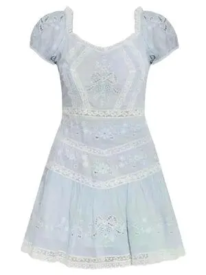LoveShackFancy Belvine Lace Mini Dress - Blue