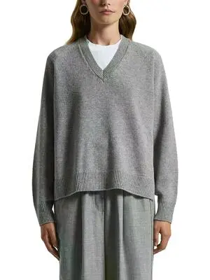 Peserico V-neck Ribbed Sweater - Grey