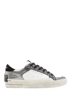 CRIME LONDON Sk8 Deluxe Glitter-detail Sneakers - White