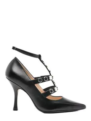 ANNA F. Leather Heeled Pumps - Black