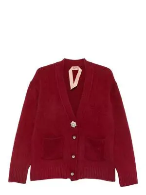 N°21 Brushed-effect Cardigan - Red