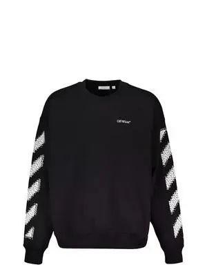 Off-White Diagonal-stripes Crew-neck Sweatshirt - Black