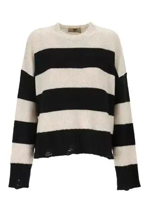 ANIYE BY Striped Distressed Sweater - Neutrals