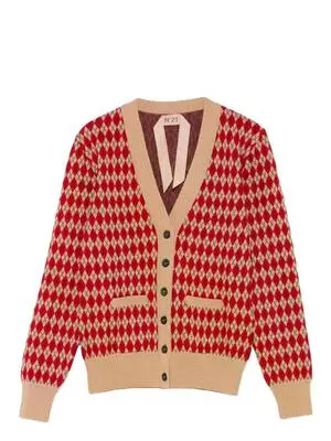 N°21 Argyle-Pattern Cardigan Brown
