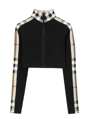 Burberry Stretch-jersey Check Crop Top - Black