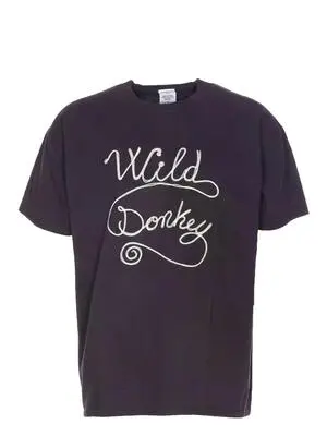 WILD DONKEY Embroidered Logo Crew-neck T-shirt - Black