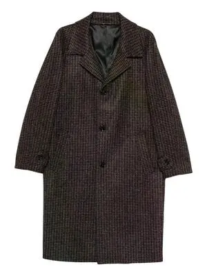 LES HOMMES Houndstooth Pattern Coat - Brown