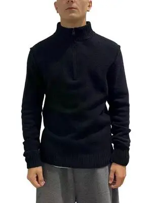 RAYNE 1896 Zip-neck Wool Sweater - Black