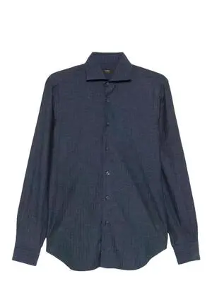 BARBA NAPOLI Herringbone Shirt - Blue