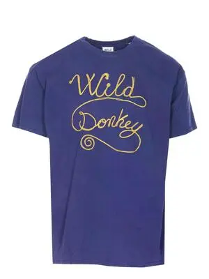 WILD DONKEY Embroidered Logo Crew-neck T-shirt - Blue
