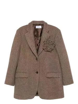 Giuseppe Di Morabito Rose-embellished Ribbed Blazer - Brown