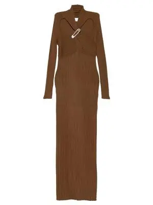 Giuseppe Di Morabito Safety-pin Ribbed Knit Dress - Brown