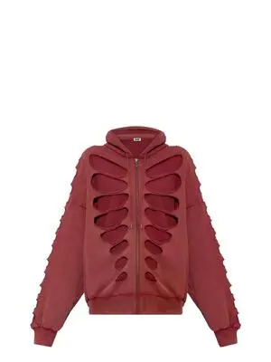 AVAVAV Cut-out Zip-up Hoodie - Red