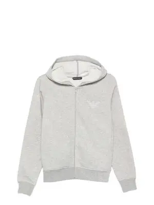 Emporio Armani Zip-up Hoodie With Logo Detail - Grey
