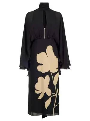 Johanna Ortiz Post Treasured Floral Midi Dress - Black