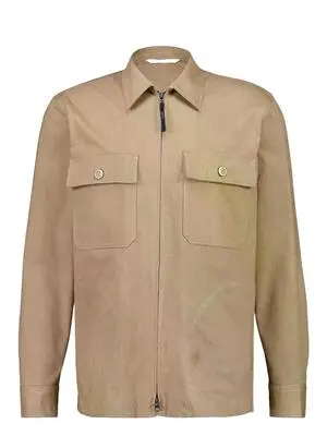 120% Lino Zip-up Cotton Overshirt - Neutrals