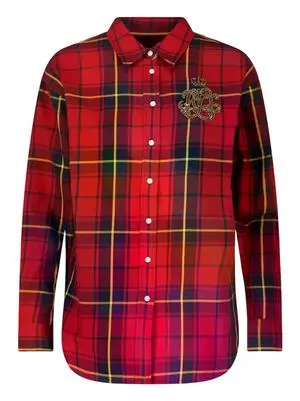 Ralph Lauren Beaded Plaid Shirt - Red