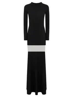 DURAN LANTINK Long-sleeve Floating Maxi Dress - Black