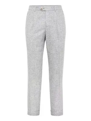 Brunello Cucinelli Houndstooth Tailored Trousers - Grey