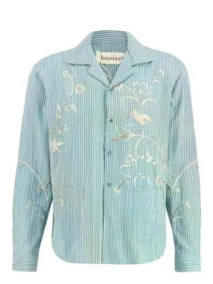 BAZISZT Saba Embroidered Striped Shirt - Blue