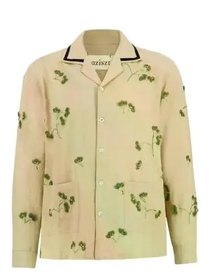 BAZISZT Rust Floral-appliqué Shirt - Neutrals