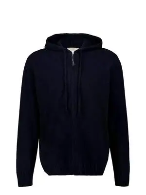 120% Lino Knitted Zip Hoodie - Blue