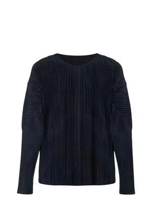 Issey Miyake Pleated Long-sleeve Top - Blue