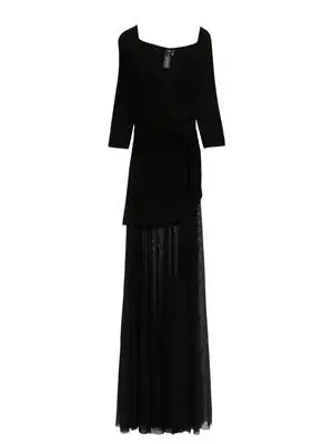 Norma Kamali Draped-design Mesh-paneled Maxi Dress - Black