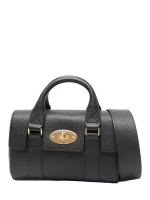 Mulberry Leather Tote Bag With Turnlock Top - Black