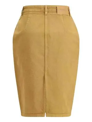 Saint Laurent Cotton Midi Skirt With Rear Slit - Yellow