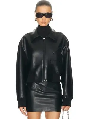 Norma Kamali Zip Front Classic Cropped Jacket - Black