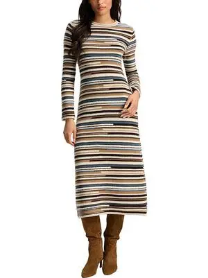 Veronica Beard Sanders Knit Midi Dress - Dark Acorn Multi