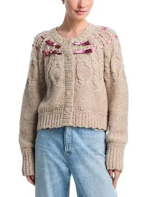 LoveShackFancy Clementian Cardigan - Oatmeal Melange